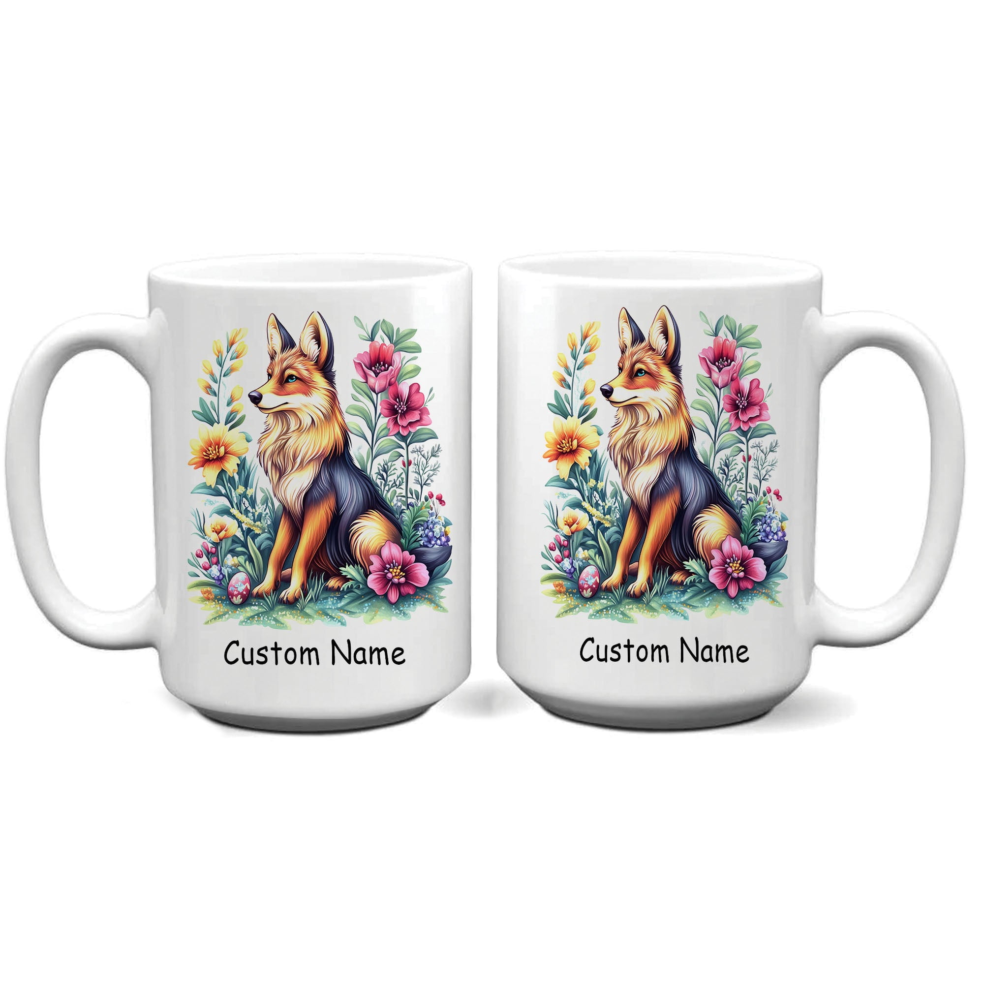 Personalized Cute Coyote Coffee Mug 11oz 15oz - Custom Name Ceramic Cup ...