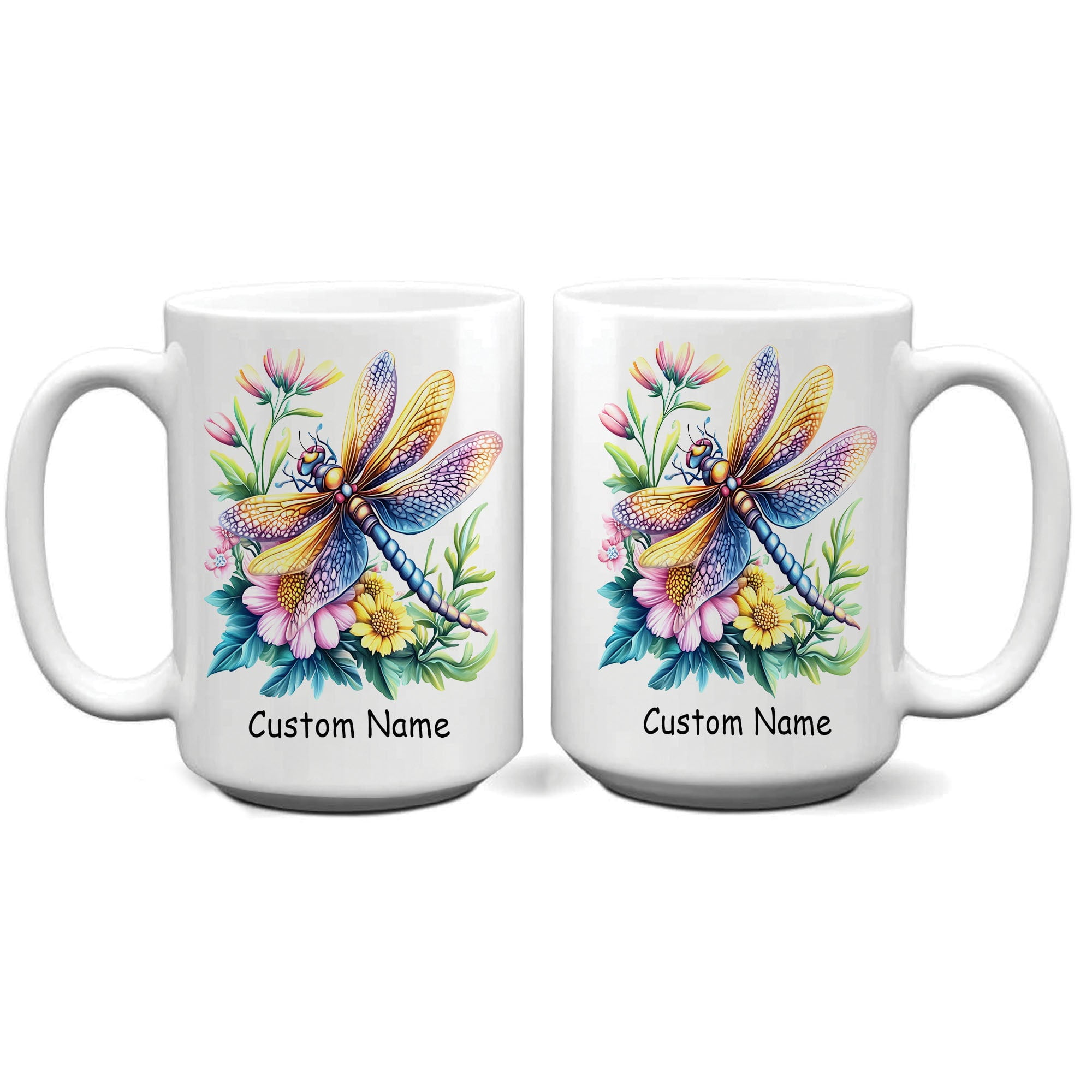 Personalized Cute Dragonfly Coffee Mug 11oz 15oz - Custom Name Ceramic ...