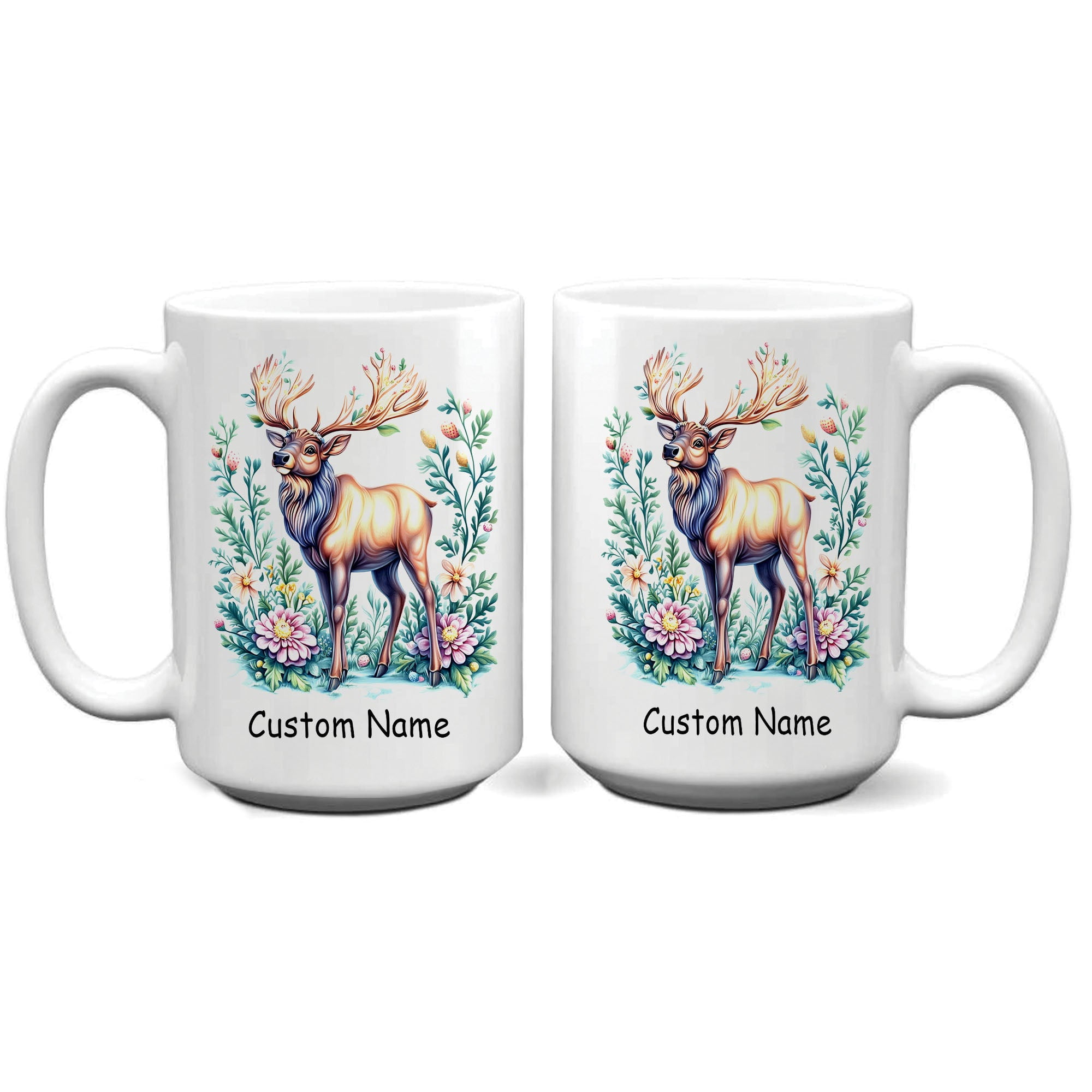Personalized Cute Elk Coffee Mug 11oz 15oz - Custom Name Ceramic Cup ...