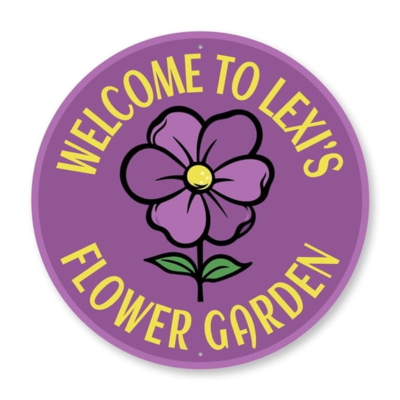 Personalized Cute Flower Garden Aluminum Metal Decor Sign - 12" Round ...