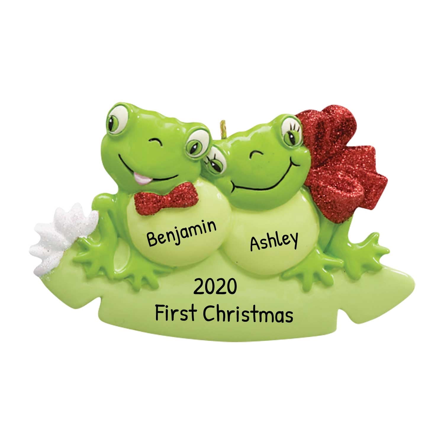 Personalized Cute Frog Couple Christmas Ornament 2024 - Engagement ...
