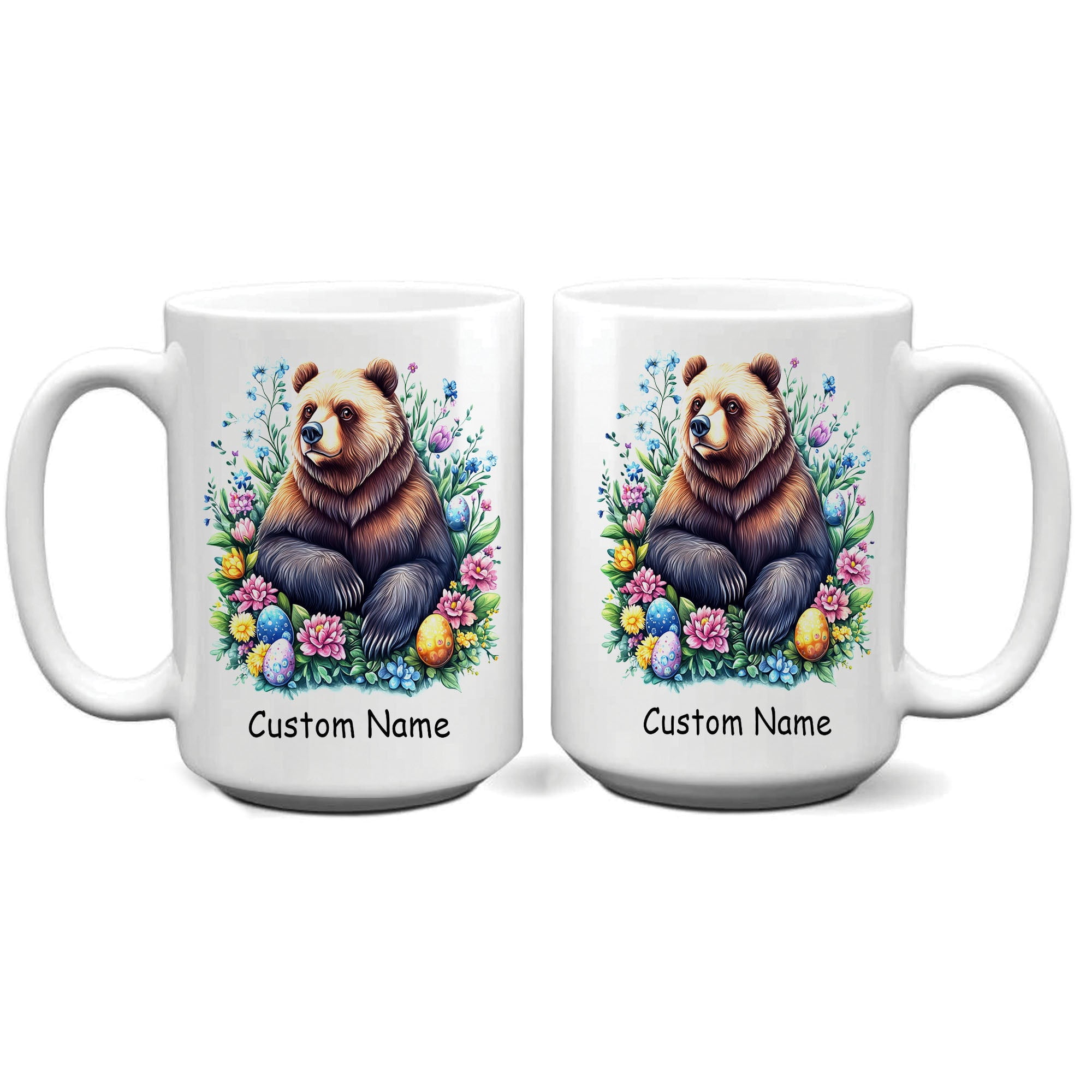 Personalized Cute Grizzly Bear Coffee Mug 11oz 15oz - Custom Name ...