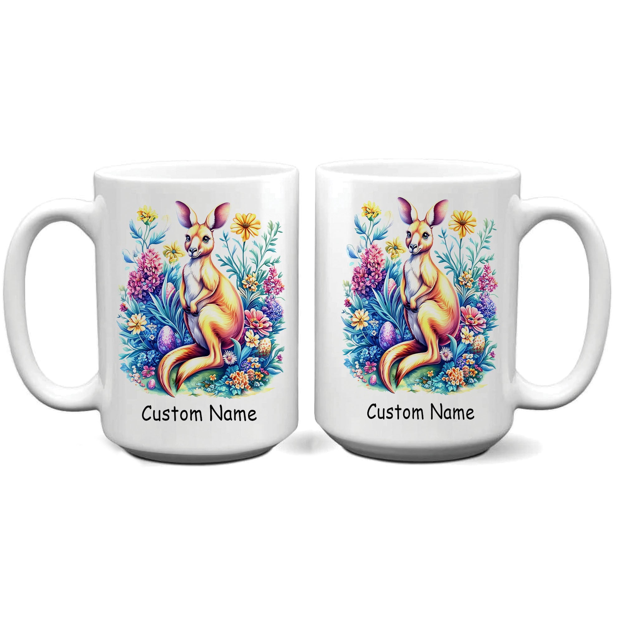 Personalized Cute Kangaroo Coffee Mug 11oz 15oz - Custom Name Ceramic ...
