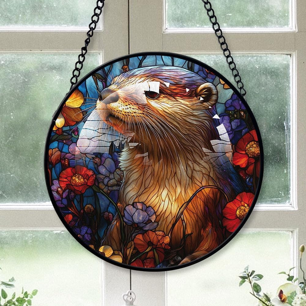 Personalized Cute Otter Stained Glass, Cute Otter Gifts for Women, Cute ...