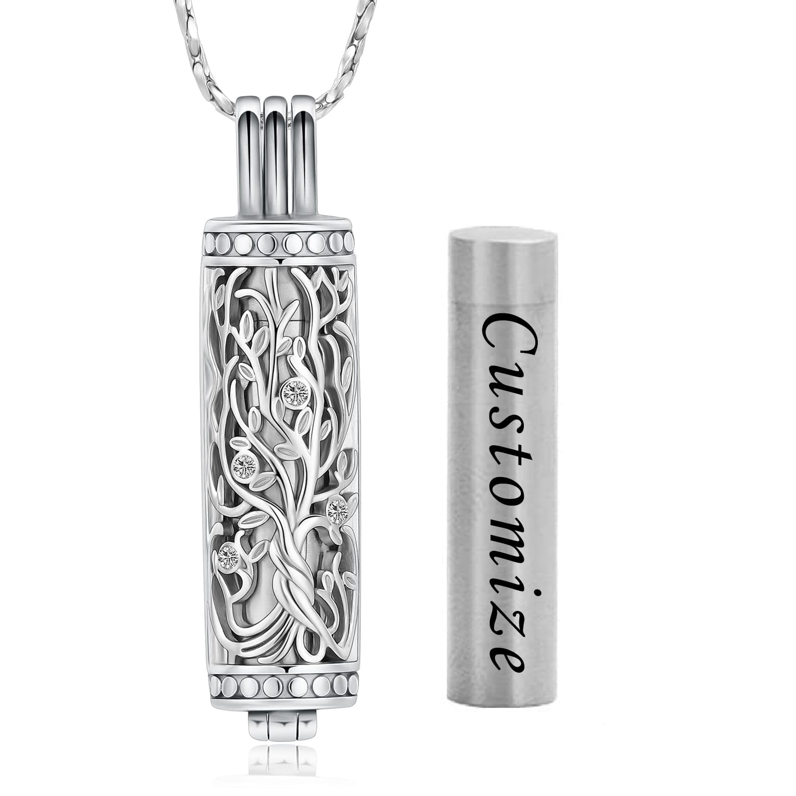 Personalized Cylinder with Tree of Life Memorial Cremation Jewelry for ...