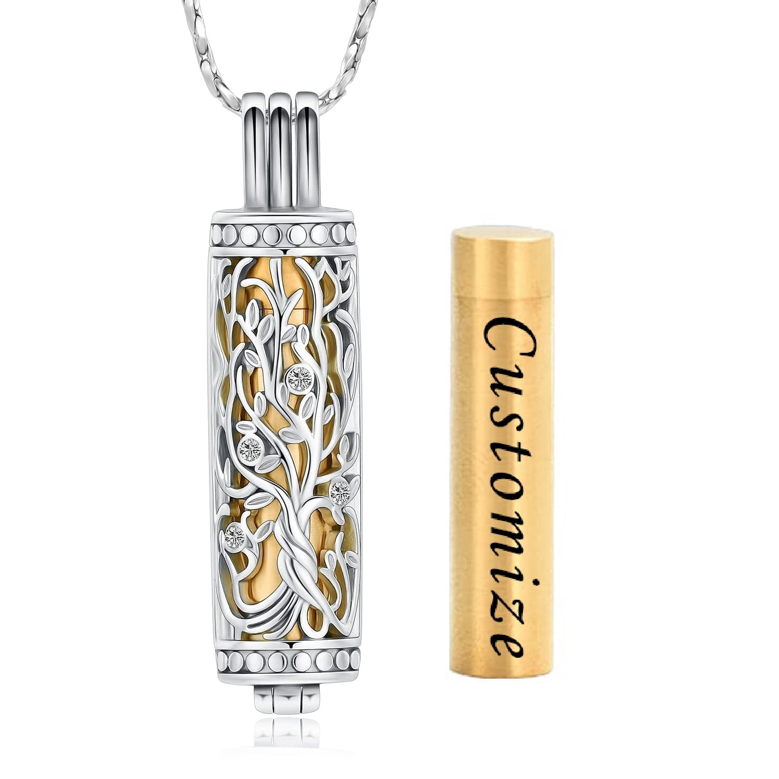 Personalized Cylinder with Tree of Life Memorial Cremation Jewelry for ...