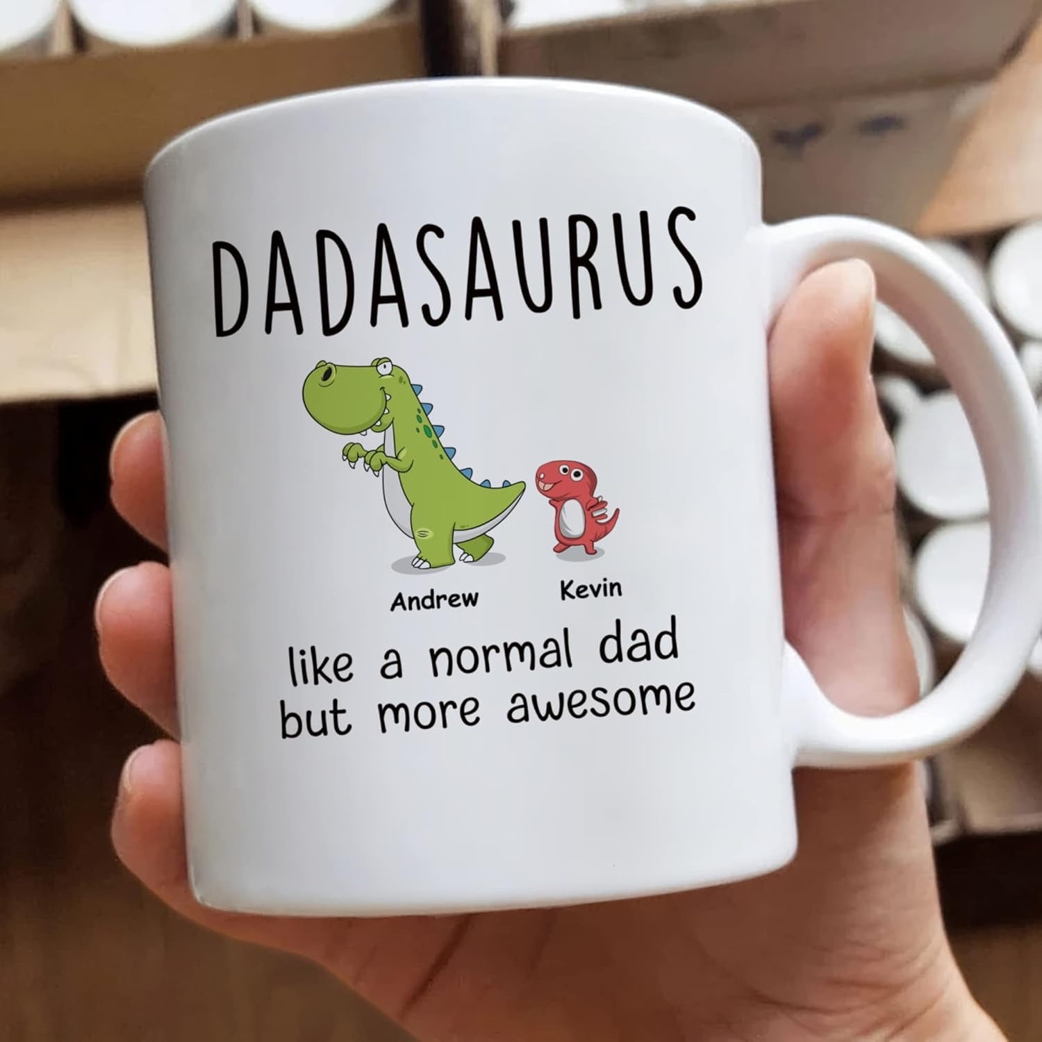 Personalized DADASAURUS Coffee Mug - Custom Gift for Dad from Kid ...