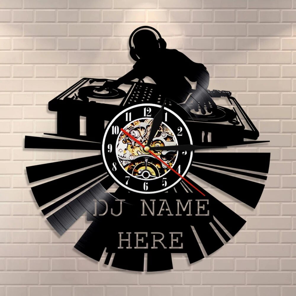 Personalized DJ Name On The Clock DJ Vinyl Wall Clock,Vinyl Record ...