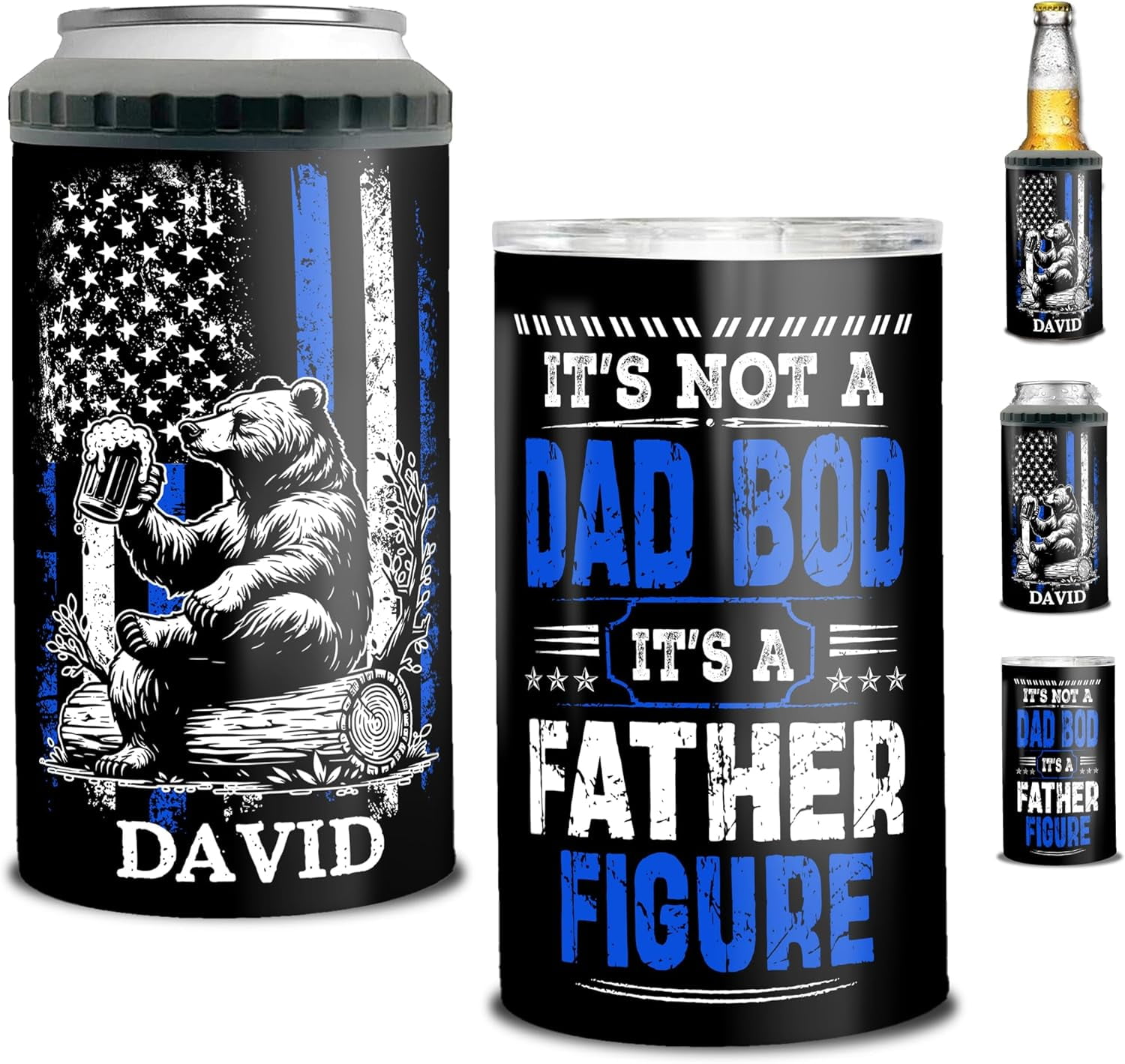Personalized Dad Can Cooler 4 in 1 It's a Father Figure Tumbler 16oz ...