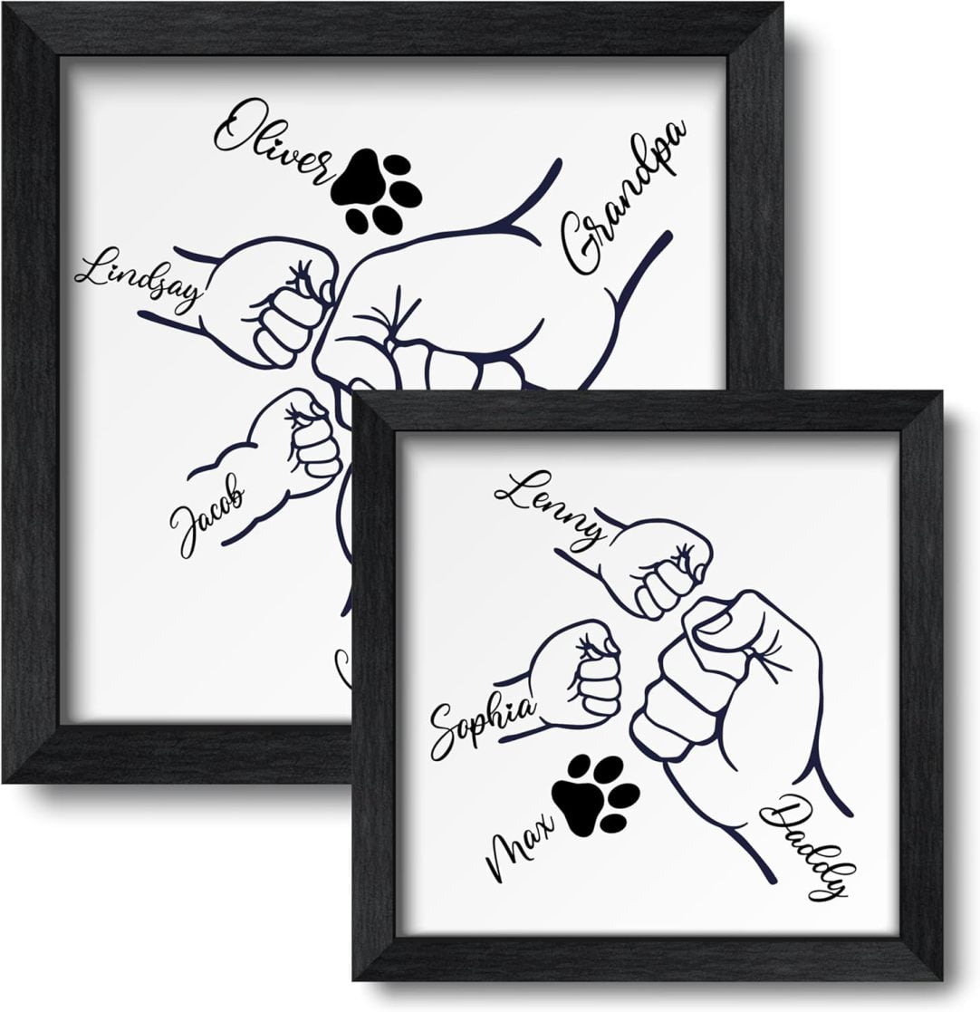 Personalized Dad Fist Bump Framed Sign with Kids Names, Gifts For Dad ...
