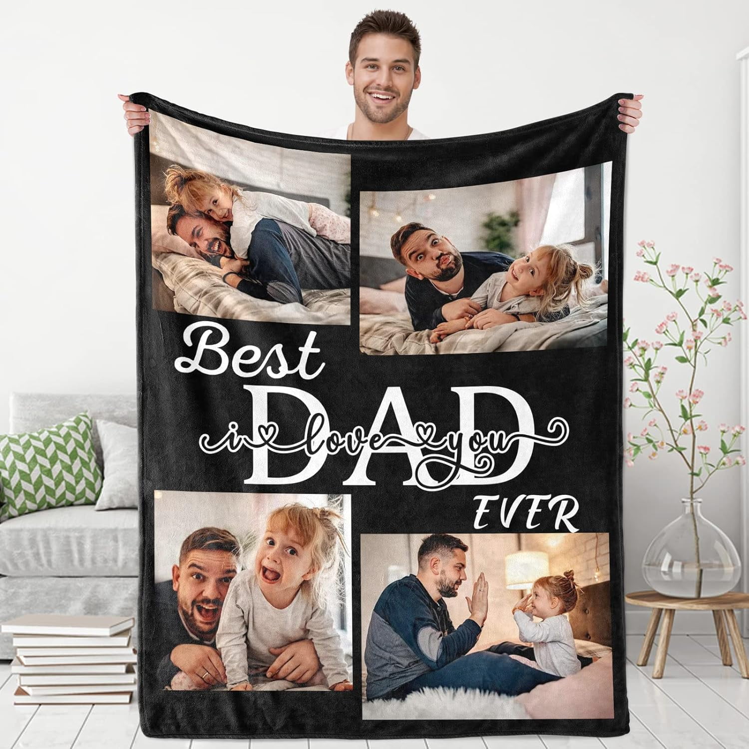 Personalized Dad Gifts for Father's Day, Custom Blanket with Photos for ...