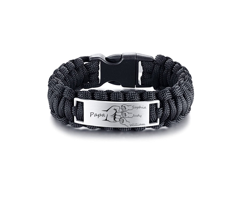 Personalized Dad Papa Bracelet Custom Name Fist to Fist Love Cord Cuff ...