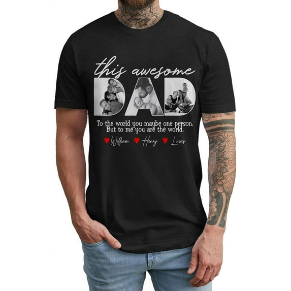 Personalized Dad Shirt for Men, Custom Dad Shirt with Photo Kids Names ...