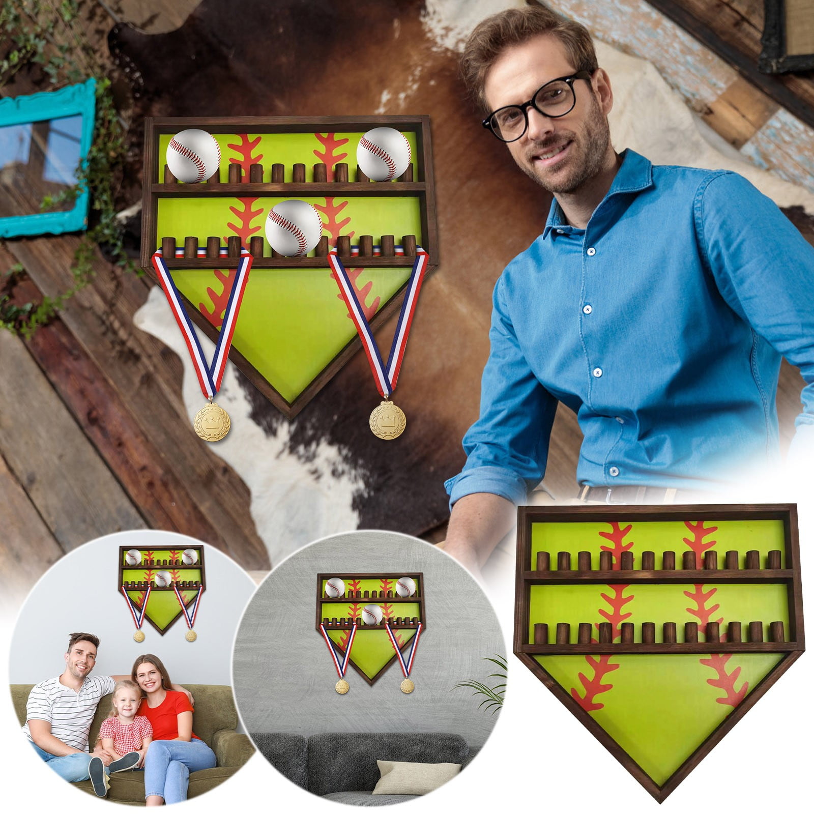 Personalized Dad Softball Baseball Ring Display Stand for Father's Day ...