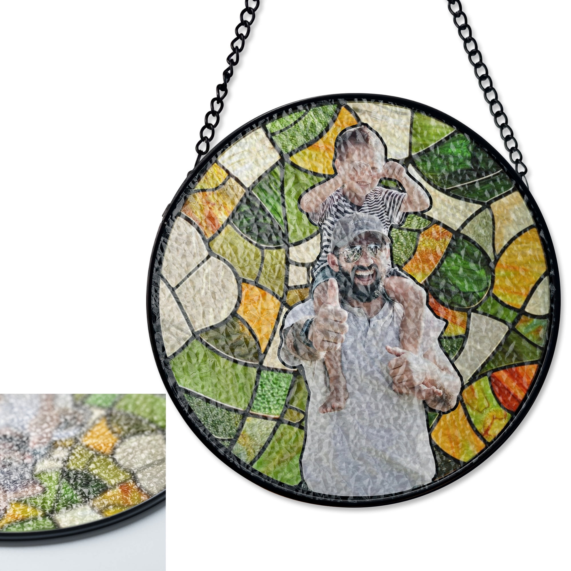 Personalized Dad Stained Glass Suncatcher, Custom Family Photo ...
