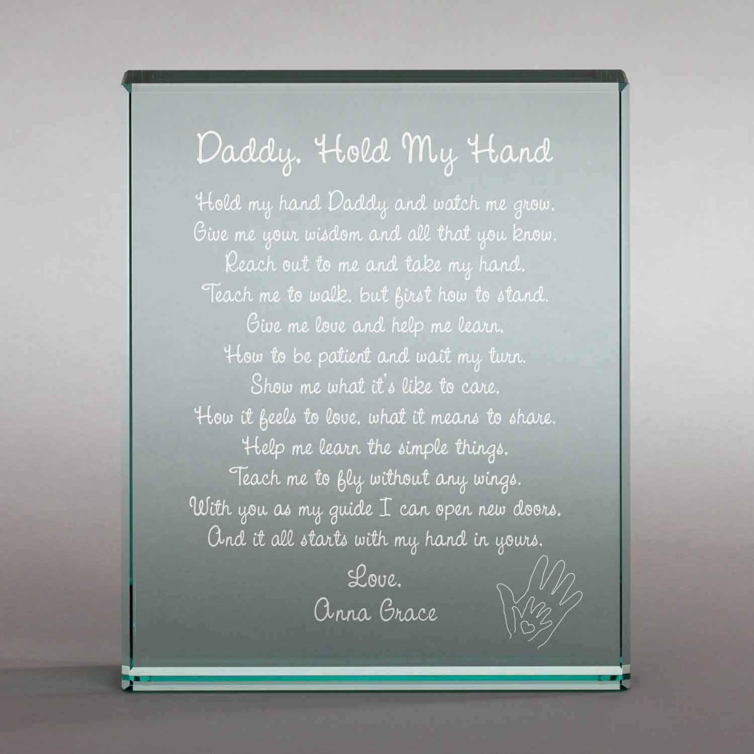 Personalized Daddy Hold My Hand 4 X 5 Glass Keepsake