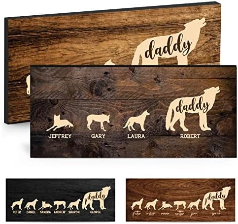 Personalized Daddy Wolf & Pups Sign with Names - Up to 5 Pups - 4 ...