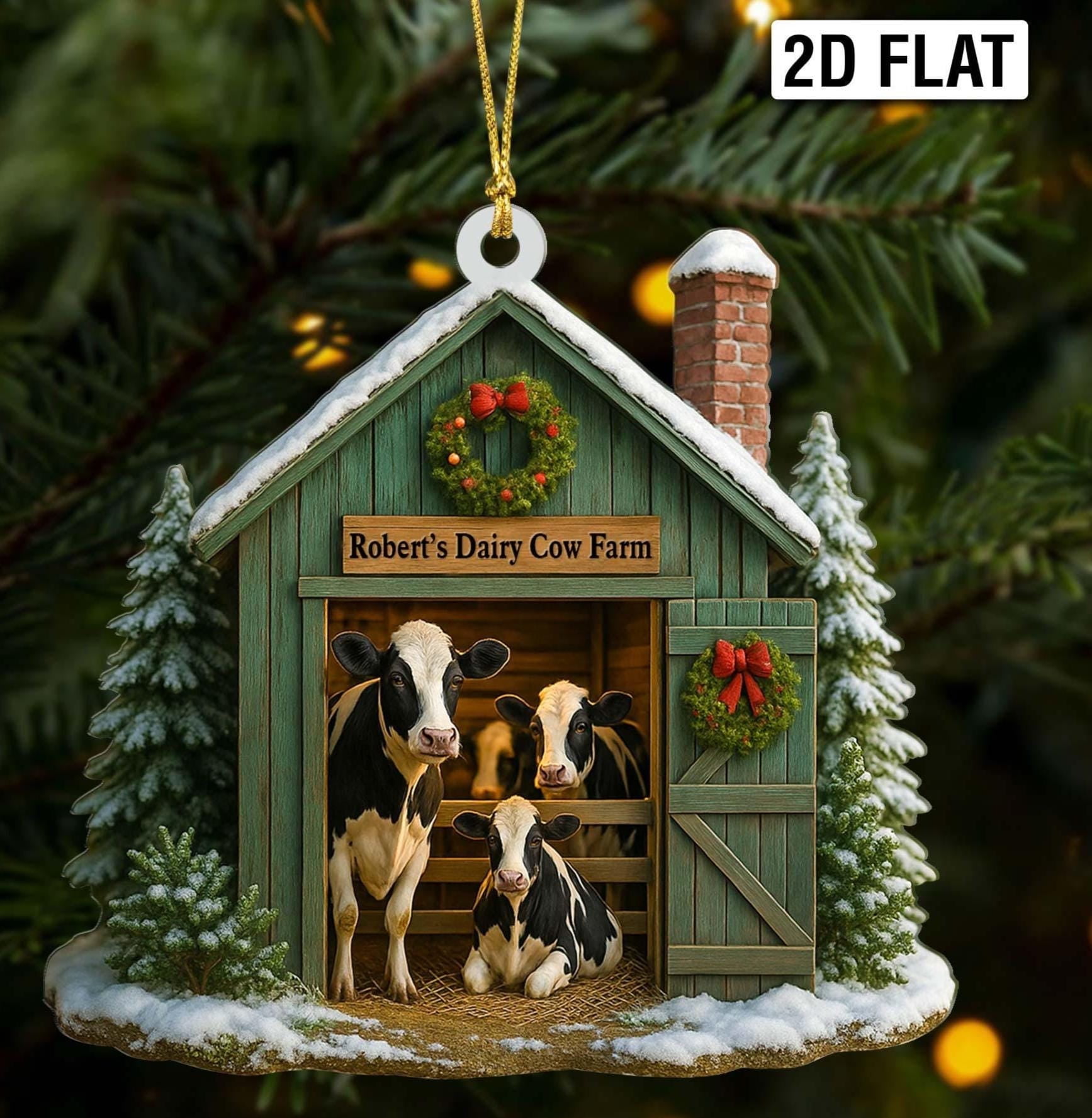 Personalized Dairy Cow Farm Acrylic Ornament 2025, Custom Cows Barn ...