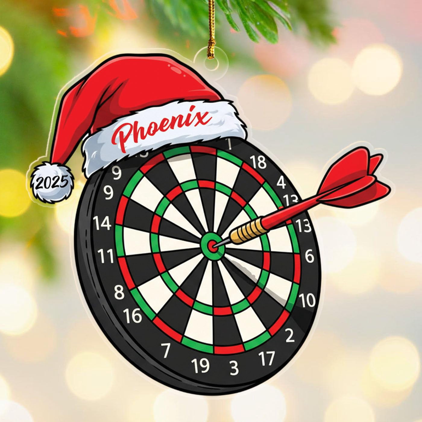 Personalized Dart Board Santa Hat Shaped Xmas Ornament 2025, Dart Board ...