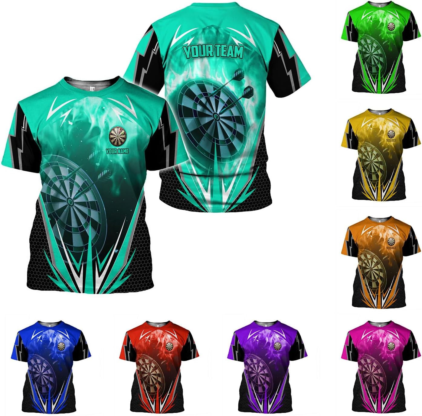 Personalized Dart Shirts Men Women 3D Polo Custom Name Team Jersey ...