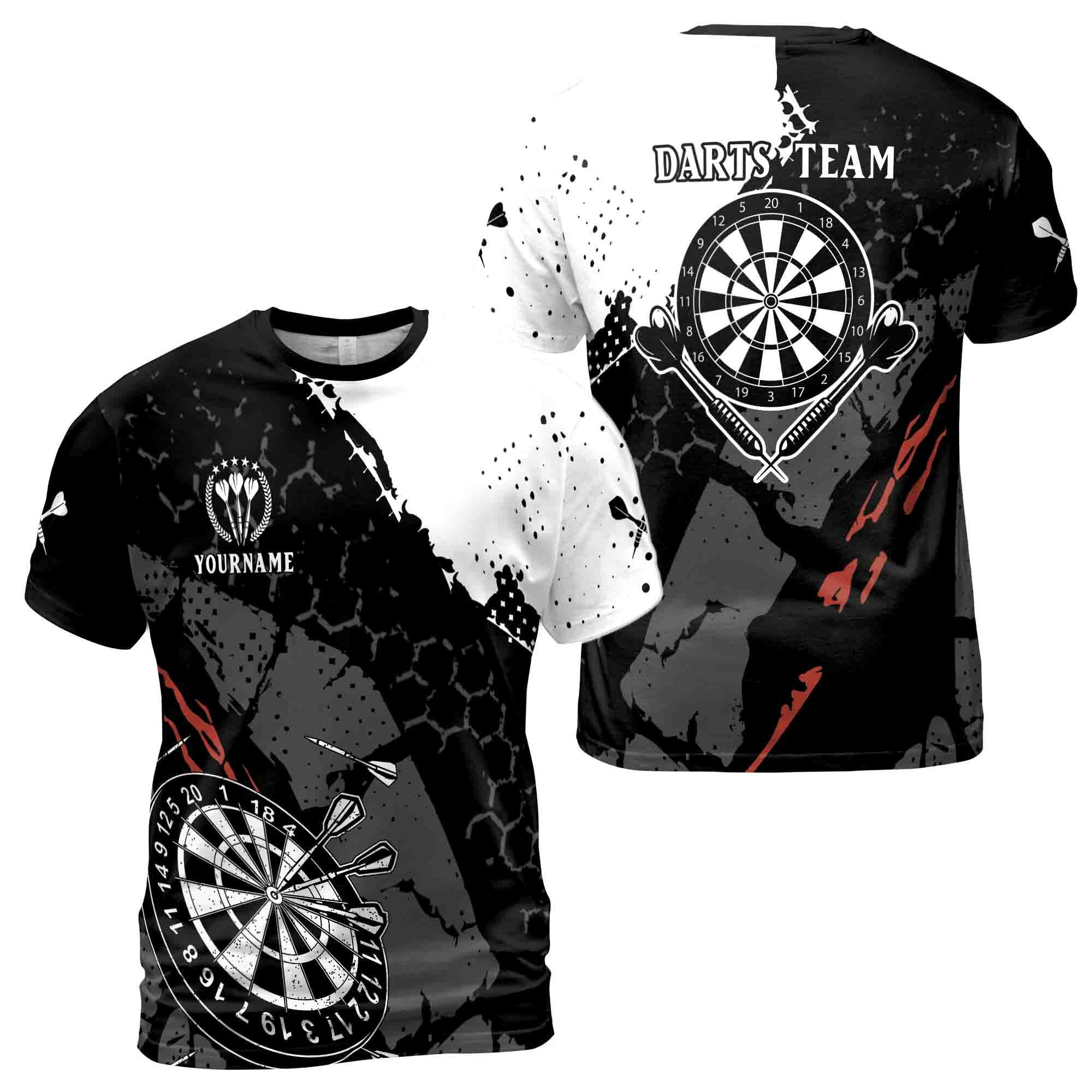 Personalized Darts, Custom Darts Black and White For Team 3D T-Shirt S-5XL - Walmart.com
