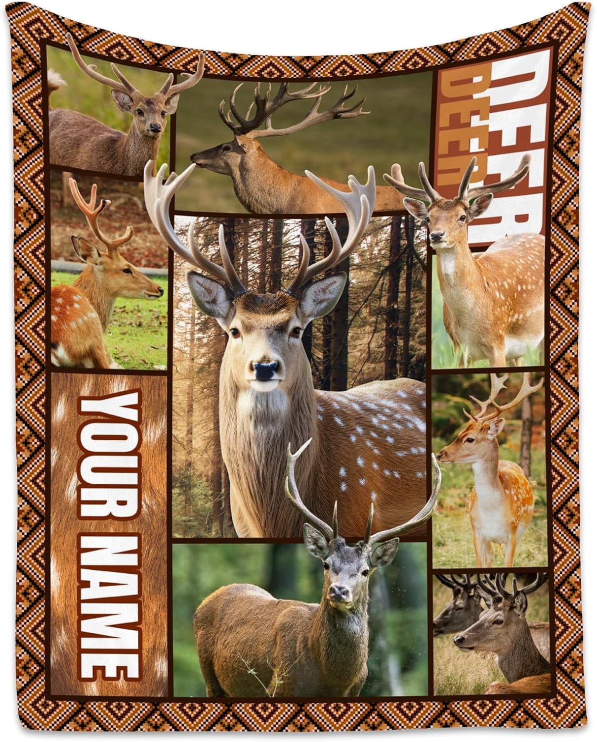 Personalized Deer Blanket with Name, Custom Deer Hunting Blanket Gifts ...