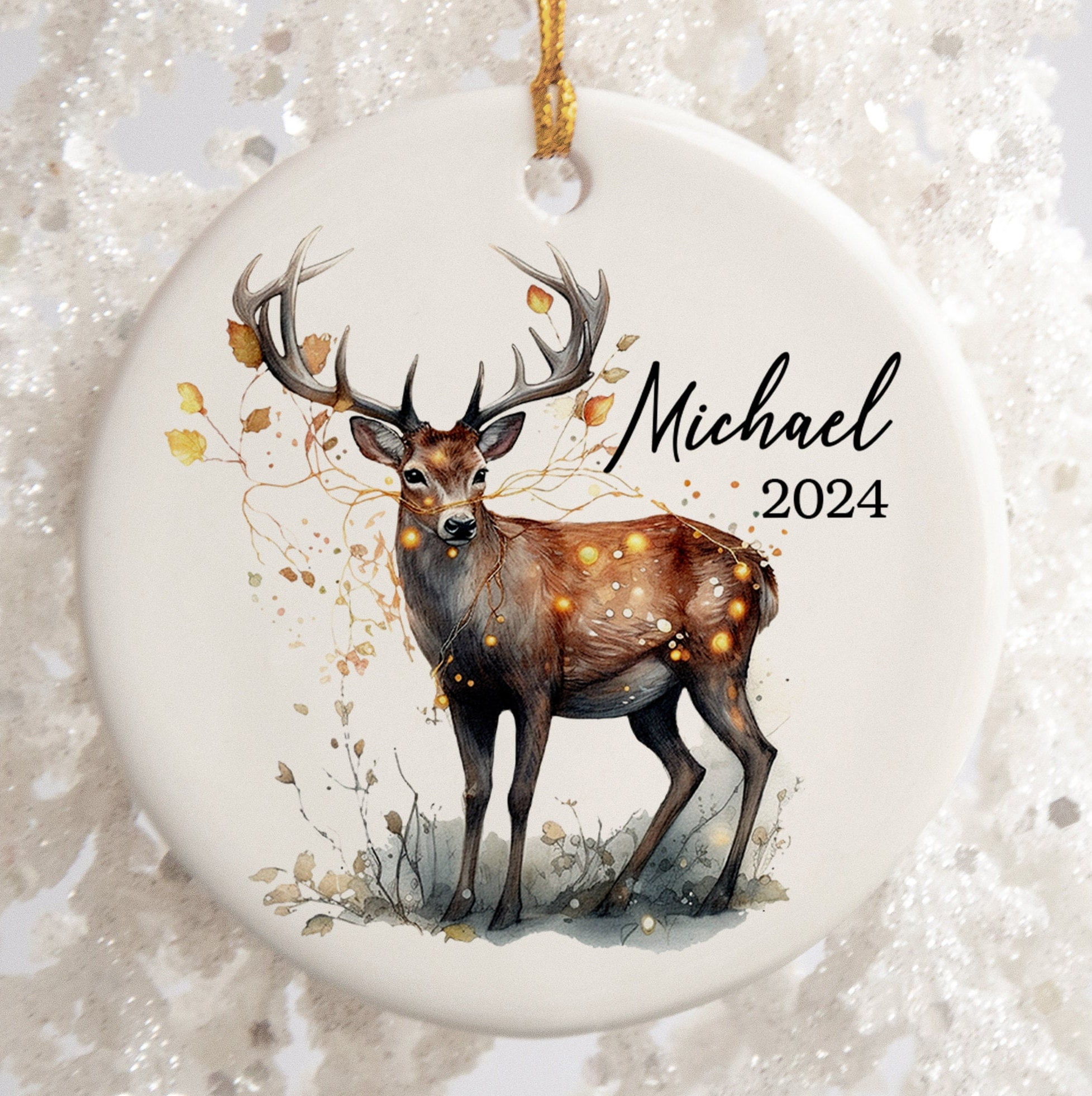 Personalized Deer (Buck) Ceramic Ornament – Custom Hunter Gift, Deer ...