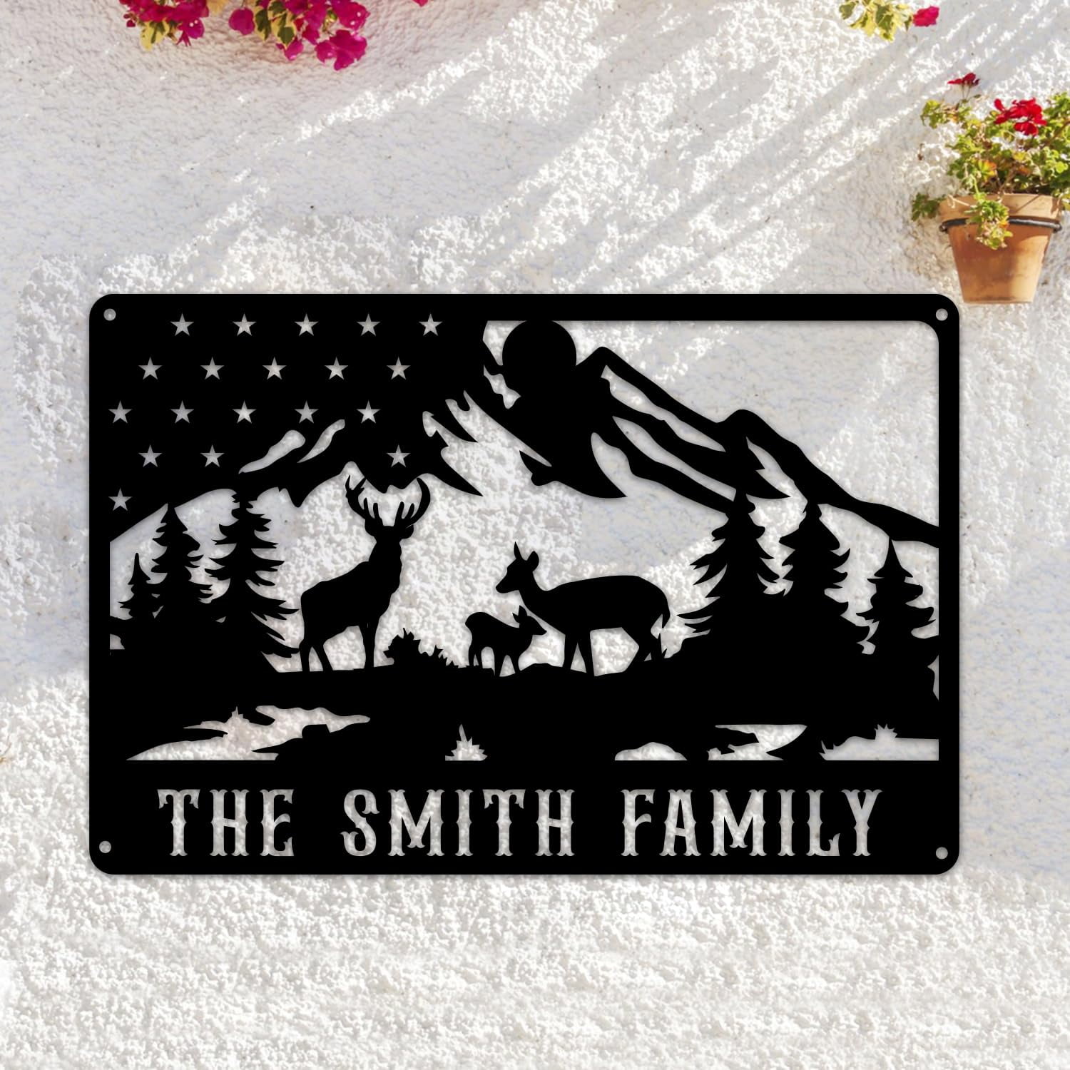 Personalized Deer Metal Cabin Sign, Custom Family Name Sign, Custom ...