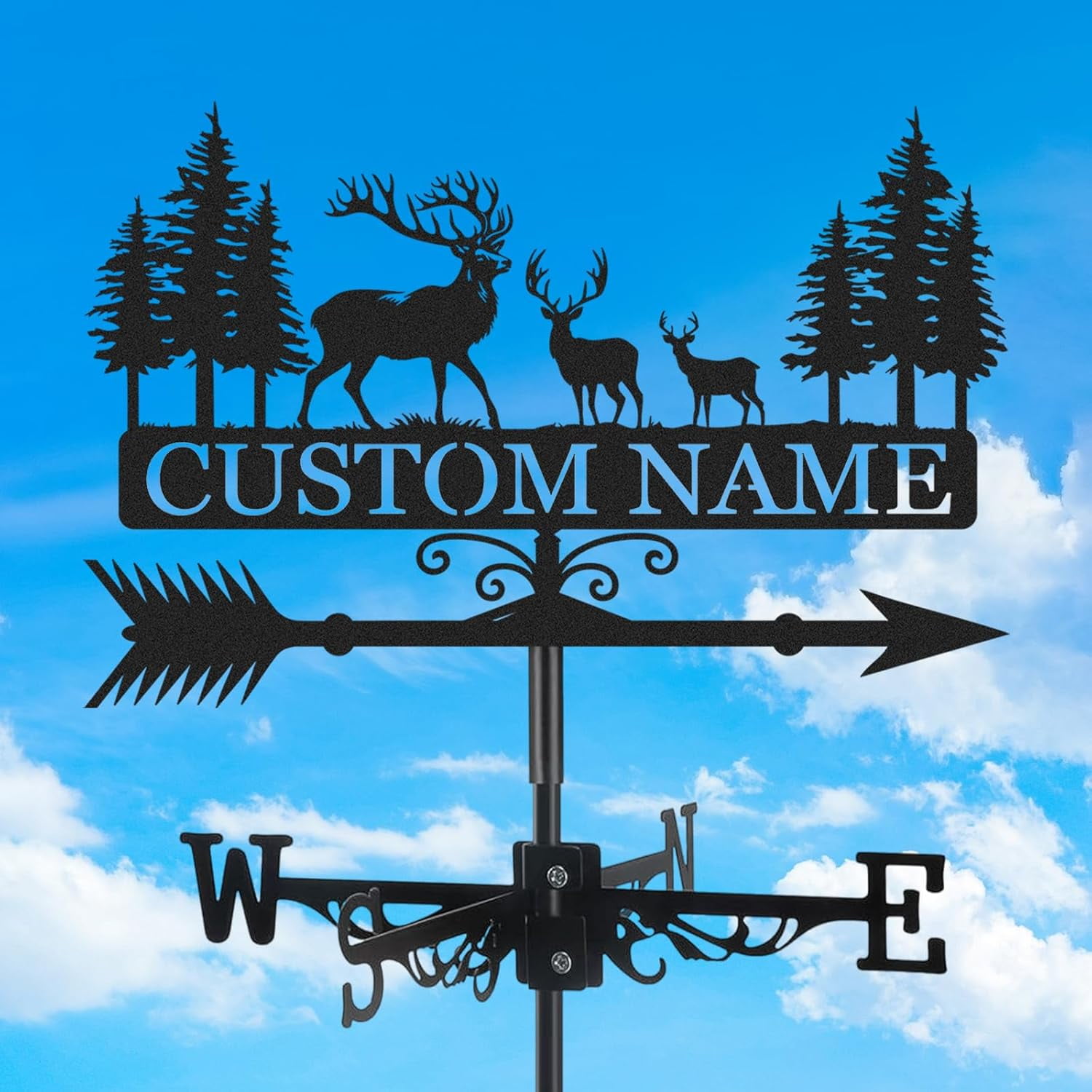 Personalized Deer Metal Weather Vane, Custom Family Name Weathervane ...