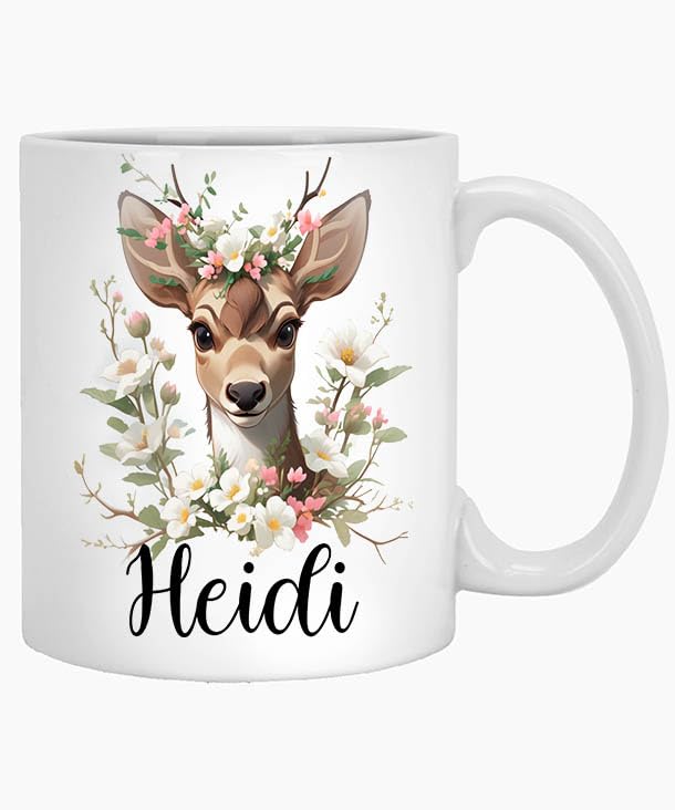 Personalized Deer Mug - Heidi's Custom Floral Coffee Cup - A Heartfelt ...
