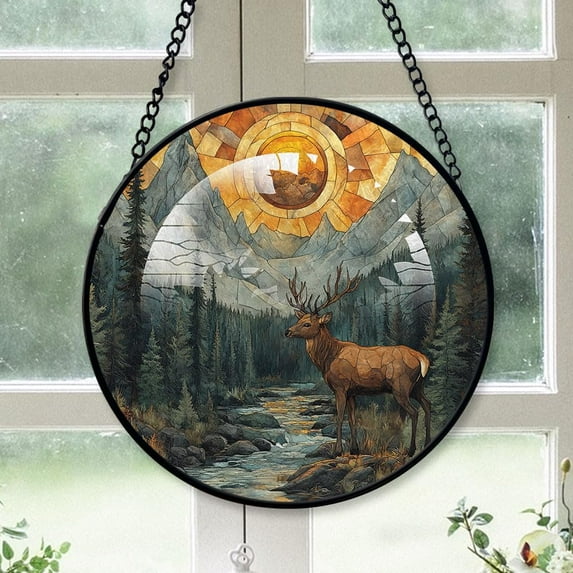 Personalized Deer Stained Glass Suncatcher Artistic Window Hanging ...