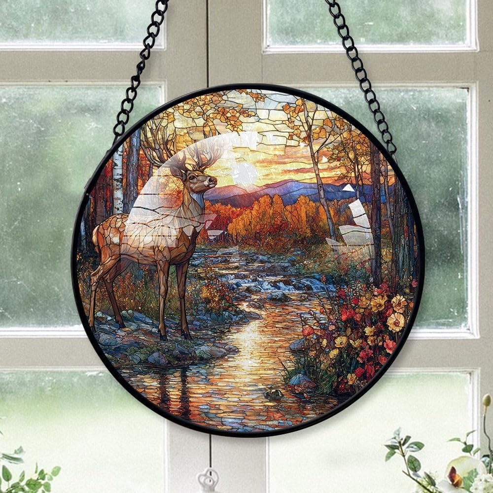 Personalized Deer Suncatcher Stained Glass, Deer Originally Designed ...