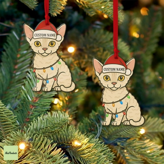 Personalized Devon Rex Cat Acrylic Ornament Custom Name, Christmas Tree ...