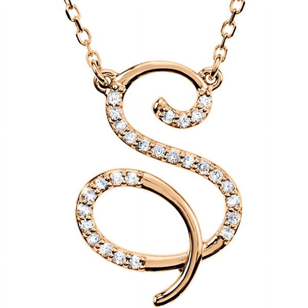 Personalized Diamond Cursive Initial Pendant Necklace 14k Rose Gold ...
