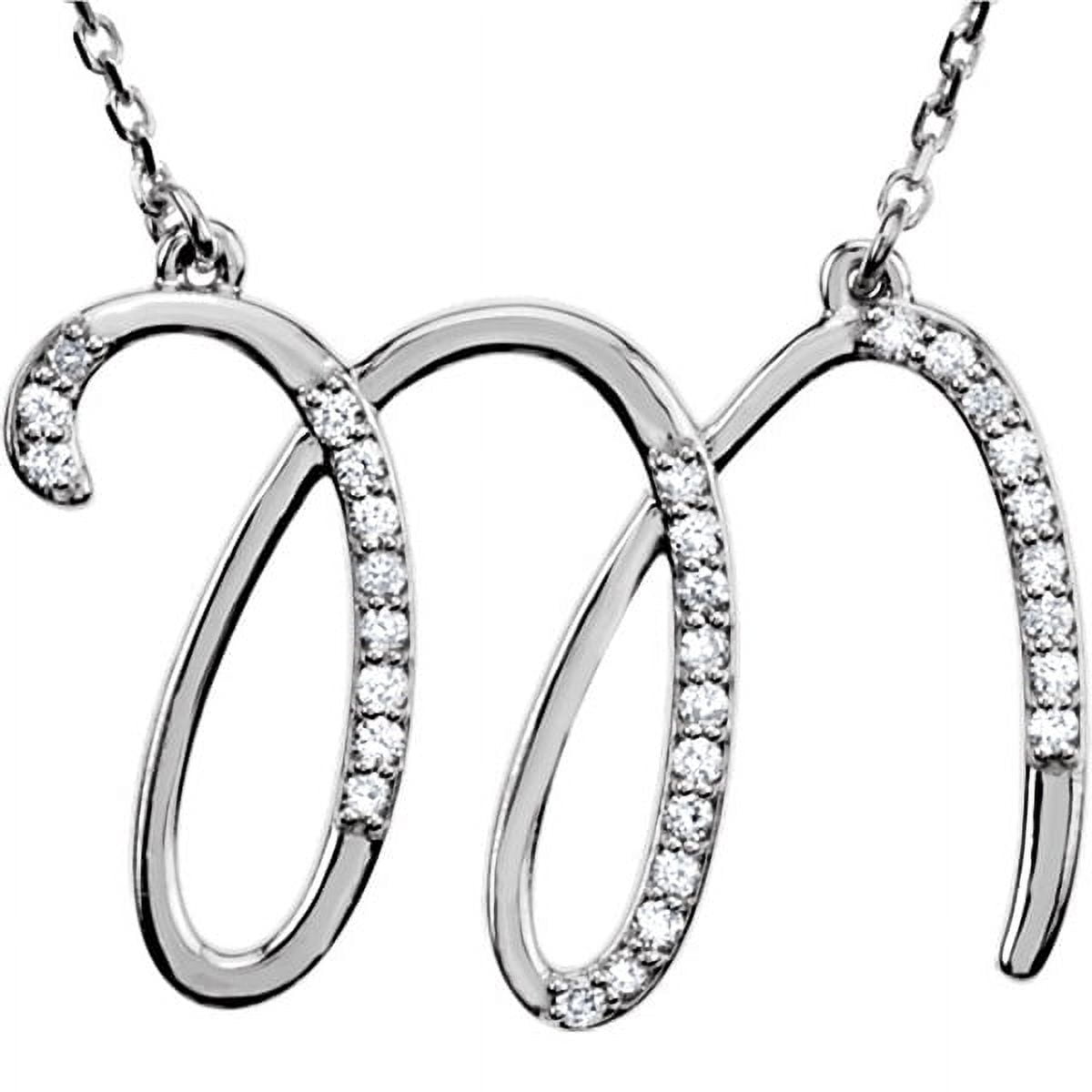 Personalized Diamond Cursive Initial Pendant Necklace 14k White Gold ...