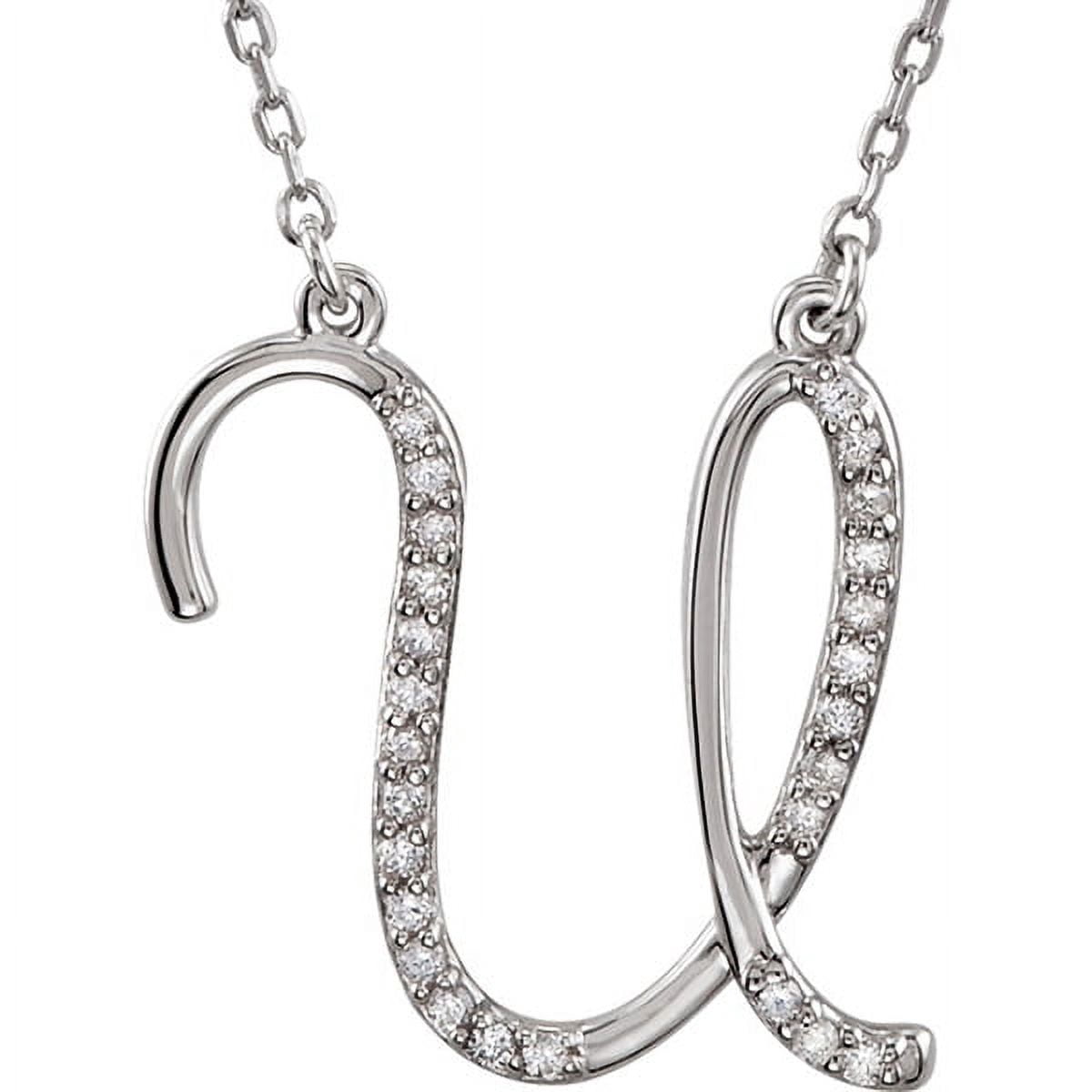 Personalized Diamond Cursive Initial Pendant Necklace 14k White Gold ...