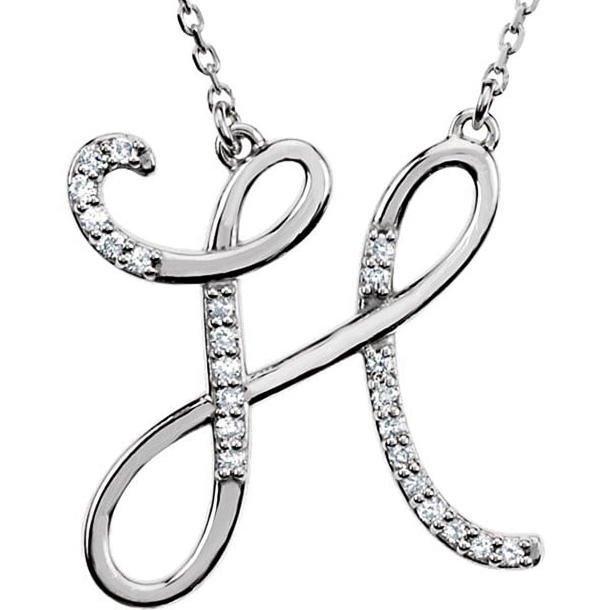 Personalized Diamond Cursive Initial Pendant Necklace 14k White Gold ...