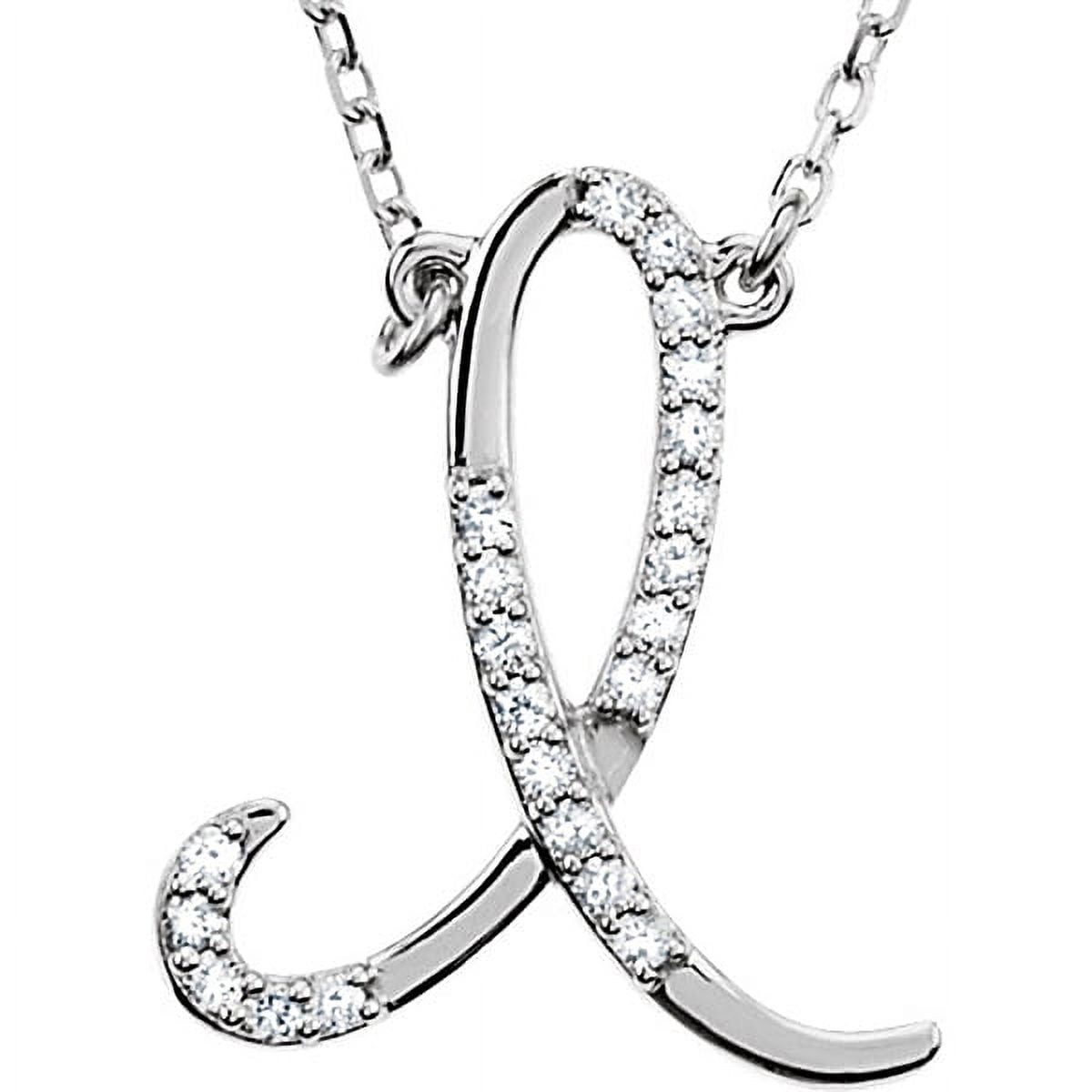 Personalized Diamond Cursive Initial Pendant Necklace 14k White Gold ...