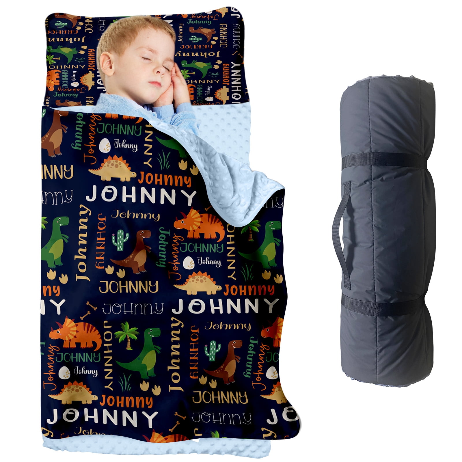 Personalized Dino Slumber Bag for Kids - Custom Toddler Nap Mat with ...