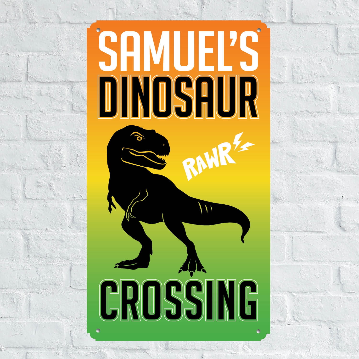 Personalized Dinosaur Crossing Metal Wall Sign - T-Rex Design - Walmart.com