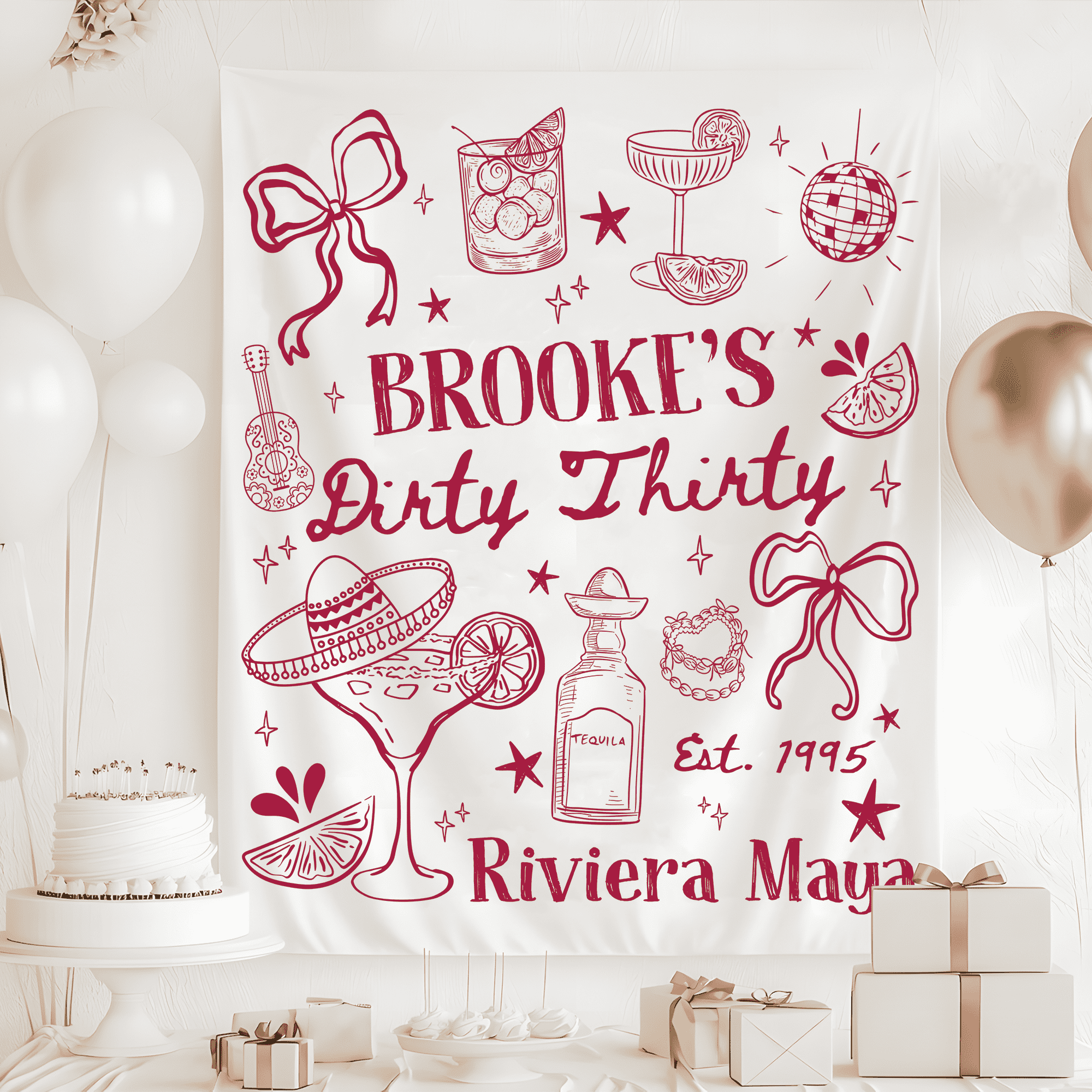 Personalized Dirty Thirty Birthday Tapestry, Custom Birthday Party ...