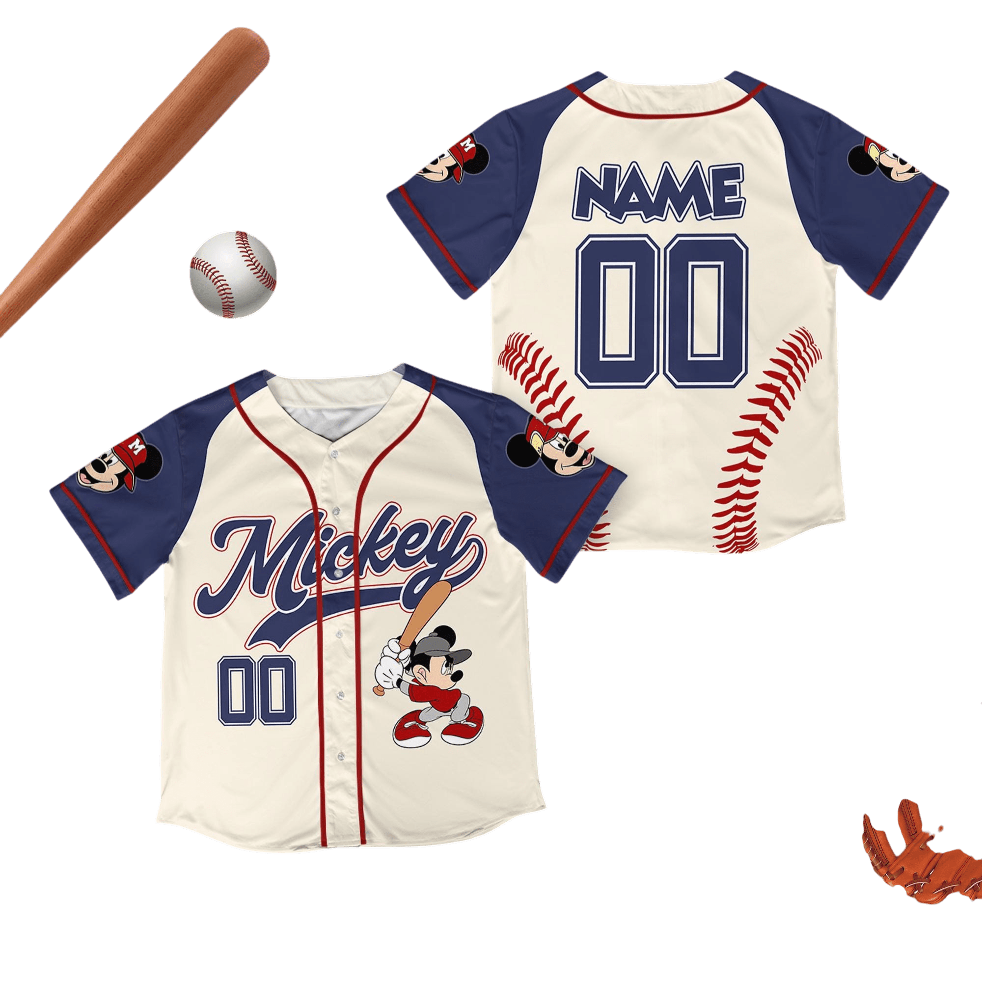 Personalized Disney Mickey Mouse Vintage Baseball Jersey, Custom Mickey ...