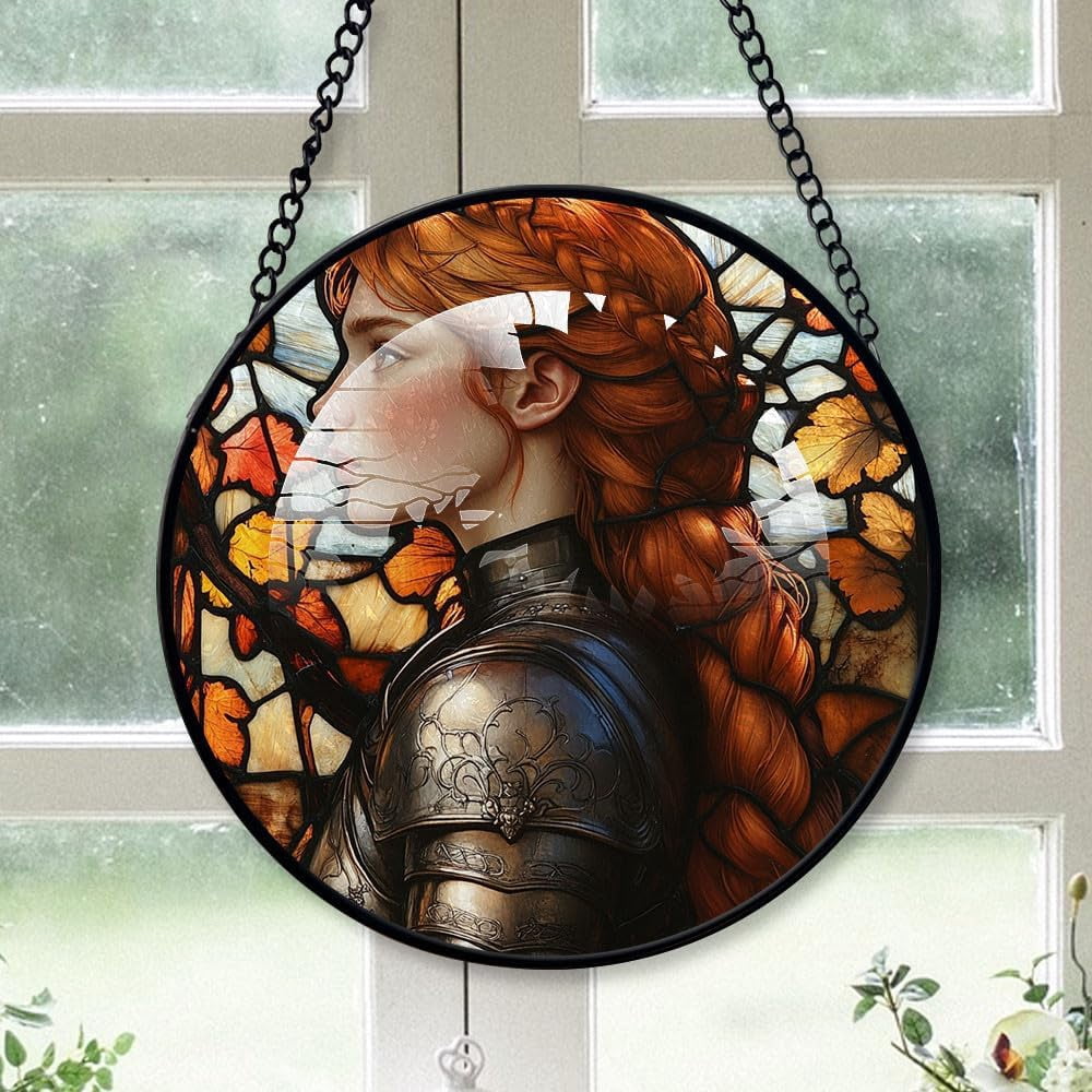 Personalized Divine Joan of Arc Suncatcher Stained Glass, Divine Joan ...
