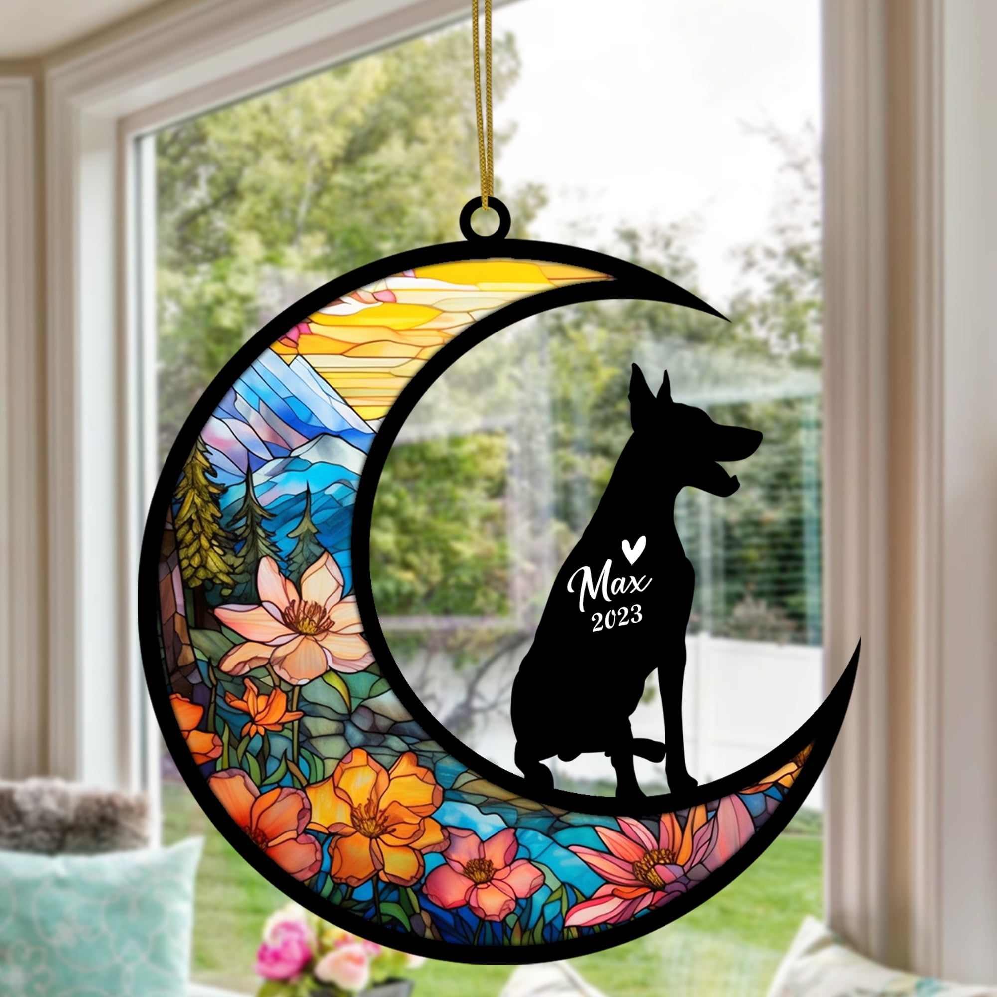 Personalized Doberman Dog Memorial Suncatcher, Pet Loss Sympathy ...