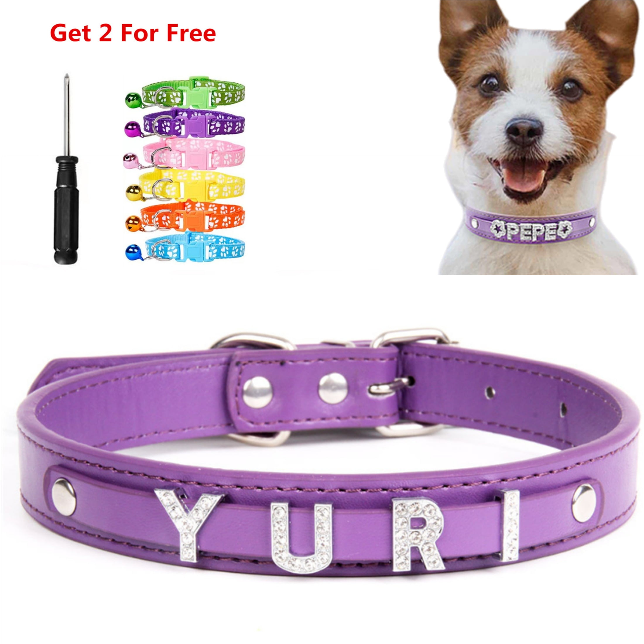 Personalized Dog Cat Collar DIY Name Letter Small Pet Puppy Bling ...