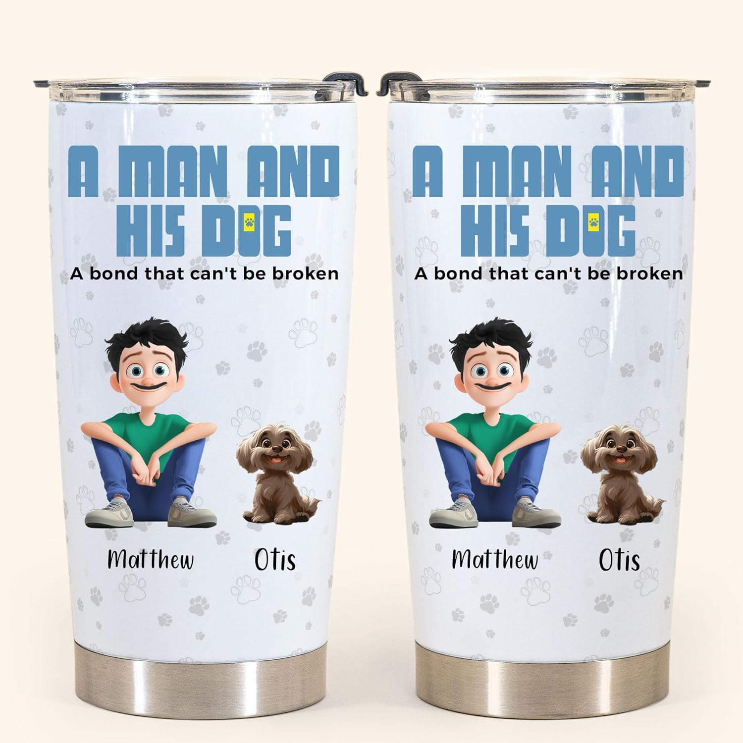 Personalized Dog Dad Gifts For Men Tumbler 20oz, A Man & His Dogs, Dog ...
