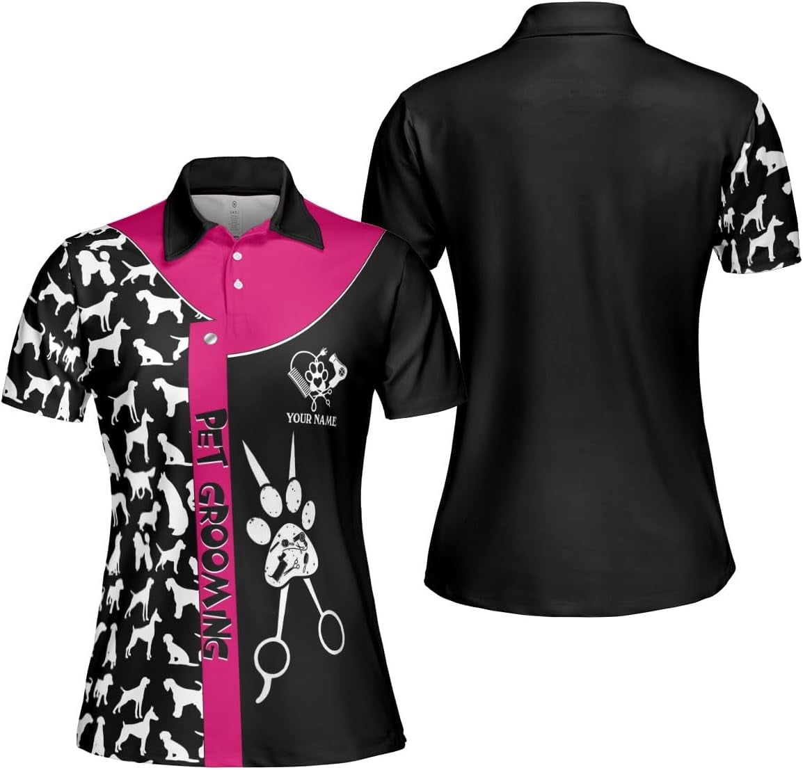 Personalized Dog Grooming 3D Polo Shirt Custom Pet Spa, Cute Pet ...