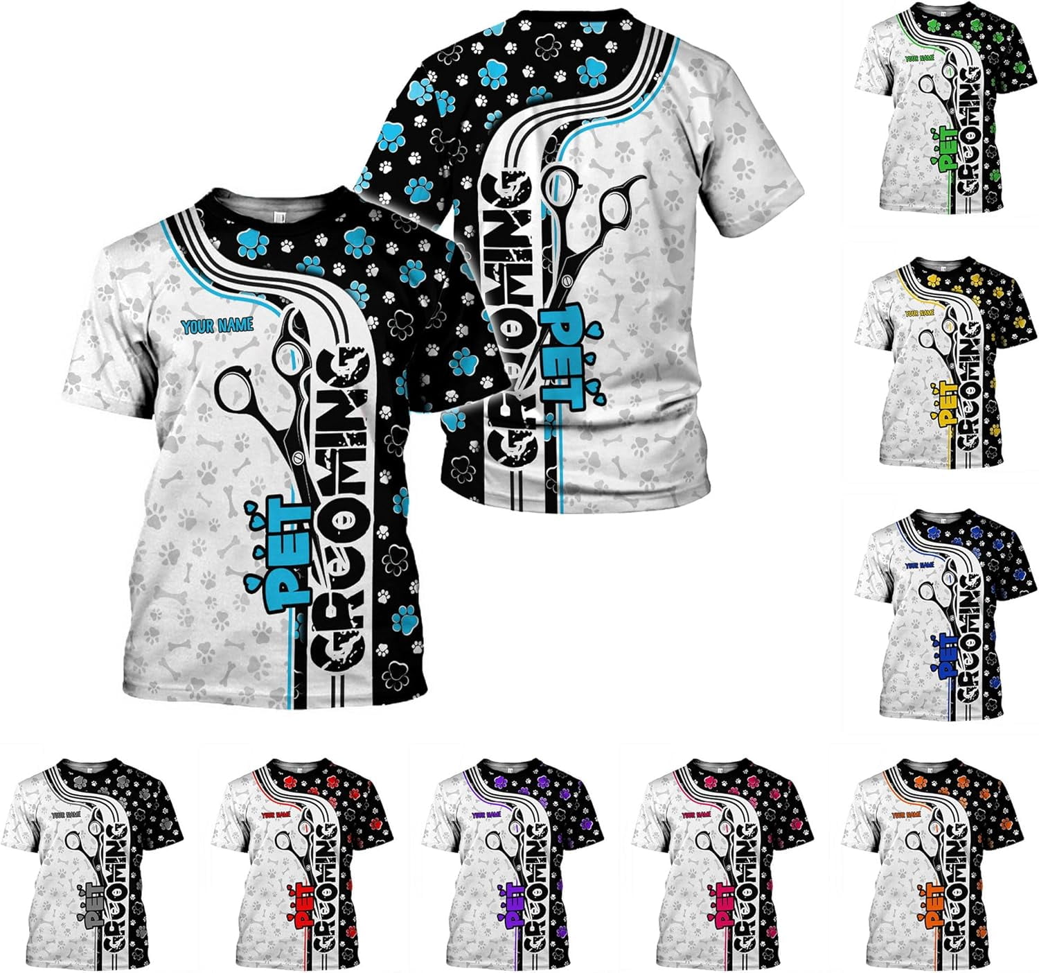 Personalized Dog Grooming 3D T-Shirt Custom Spa, Cute Pet Grooming ...