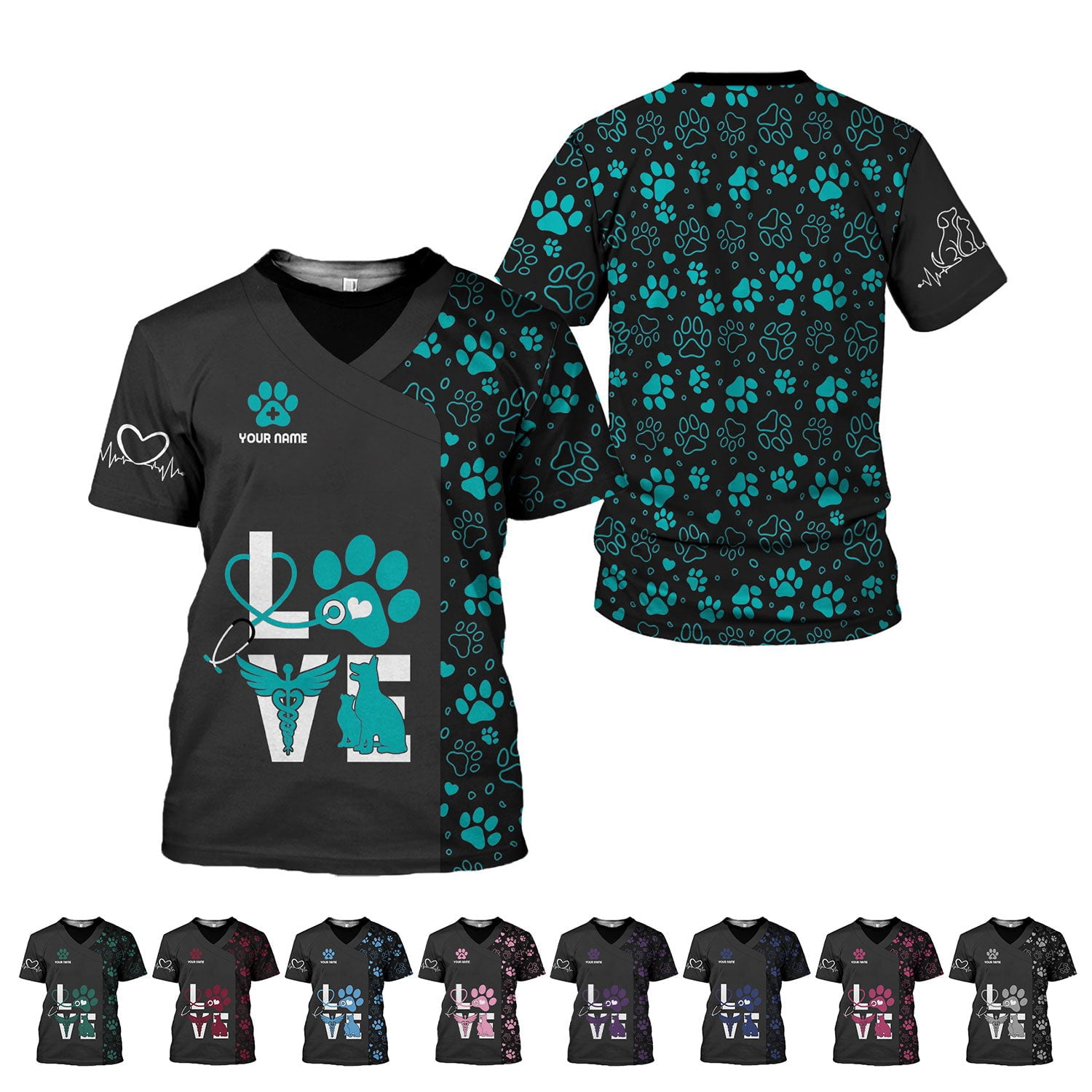 Personalized Dog Grooming 3D T-Shirt with Name, Cute Pet Grooming ...