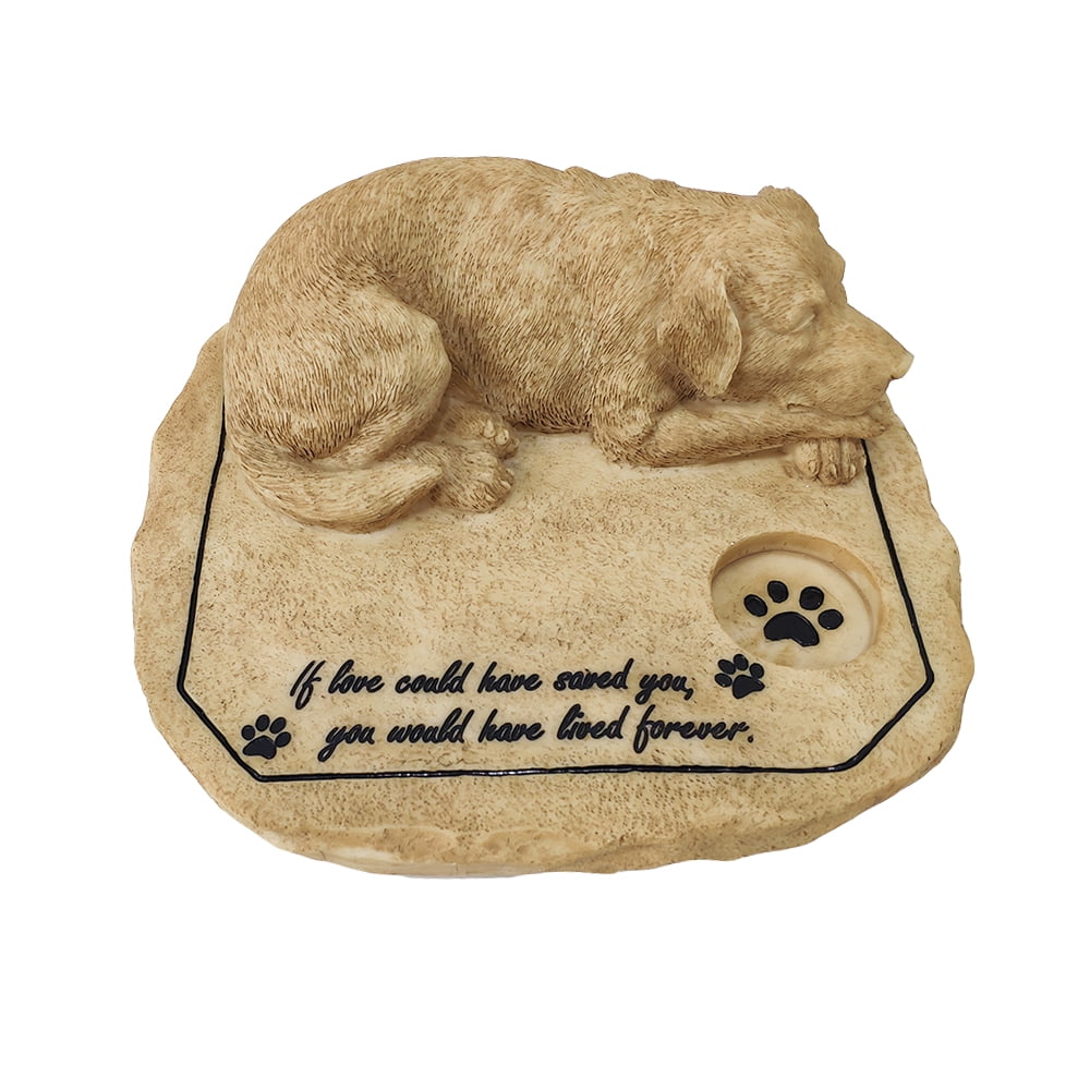 Personalized Dog Memorial Stones Garden Stones with Sleeping Dog Statue ...